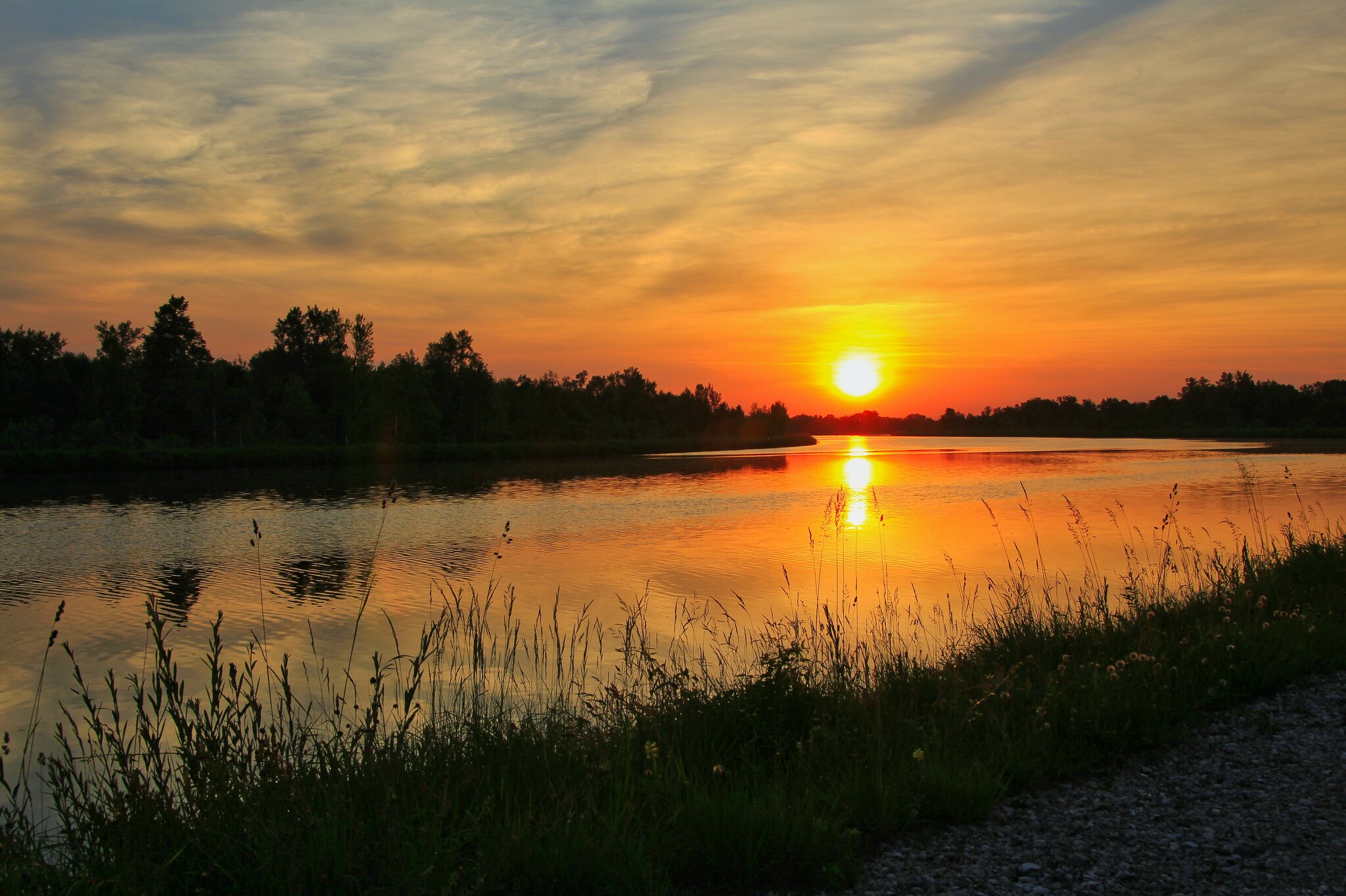 Sonnenuntergang an der Traun Marchtrenk